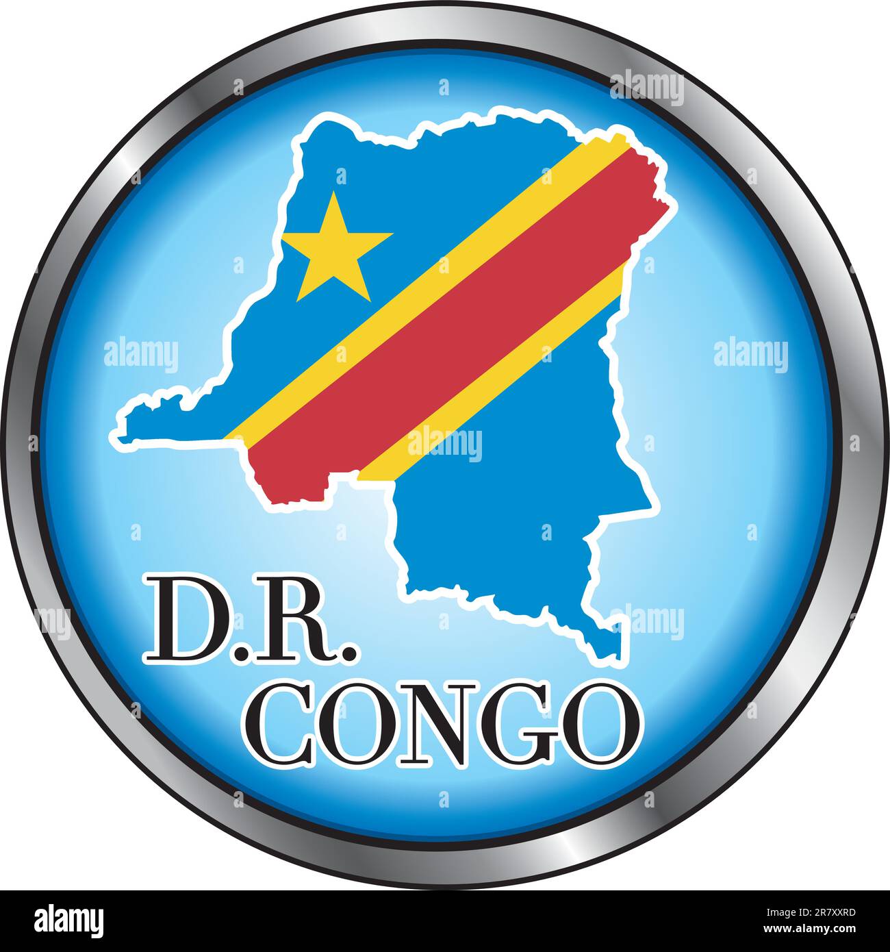 Vector Illustration for Democratic Republic of Congo, Round Button ...