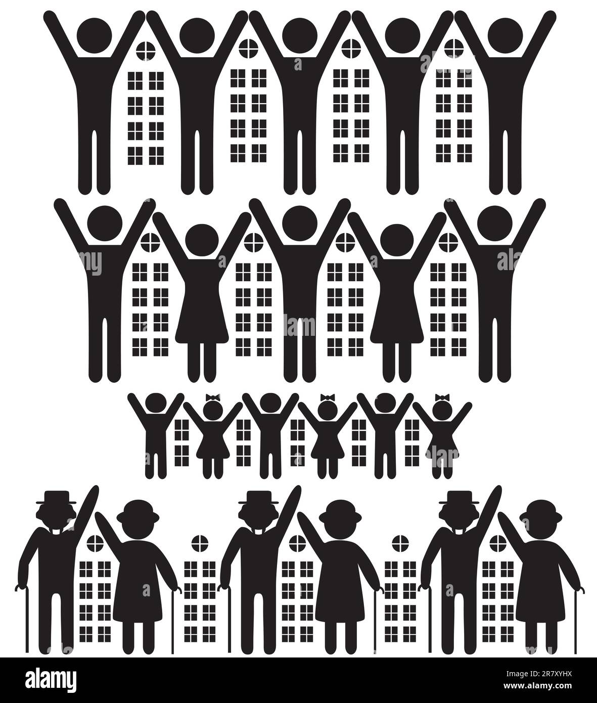 Abstract people, vector house, building illustration. Realty concept ...