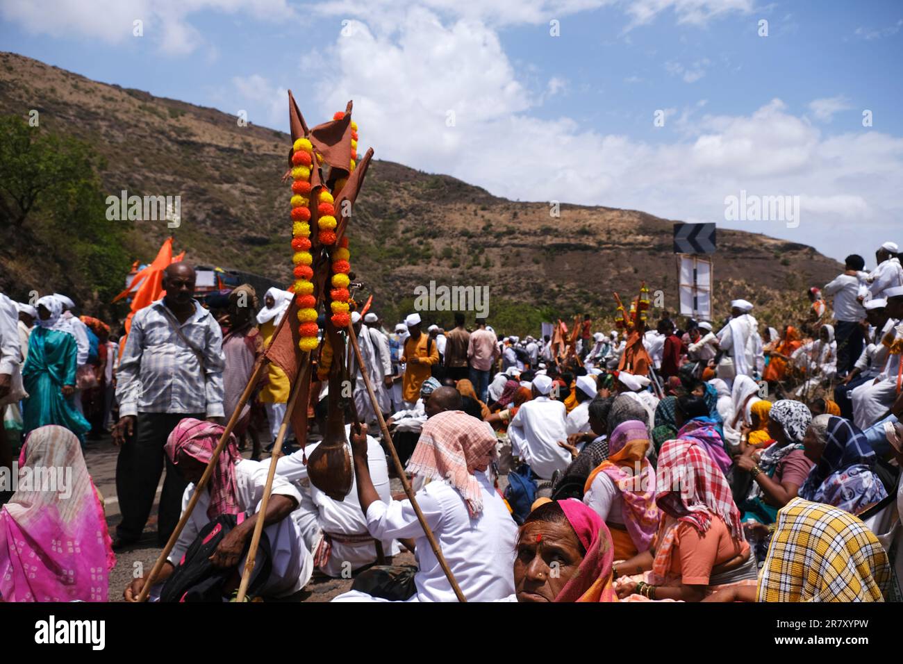 Pune, India 14 July 2023, cheerful Pilgrims at Palkhi, During ...