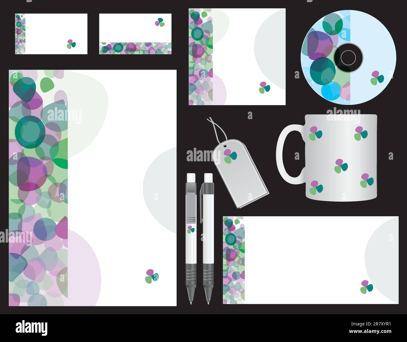 A set of office objects with the corporate style. Vector illustration ...