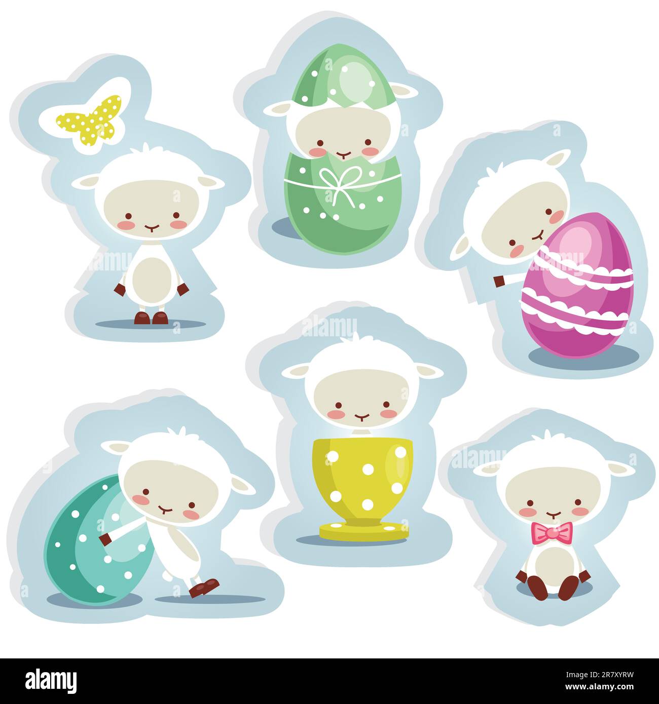 Cute easter stickers isolated, vector illustration Stock Vector Image ...