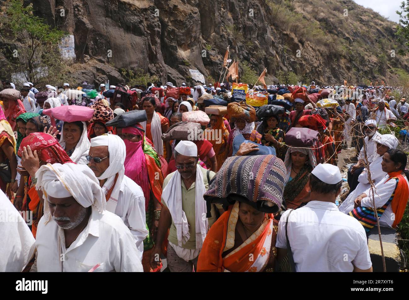 Pune, India 14 July 2023, cheerful Pilgrims at Palkhi, During ...