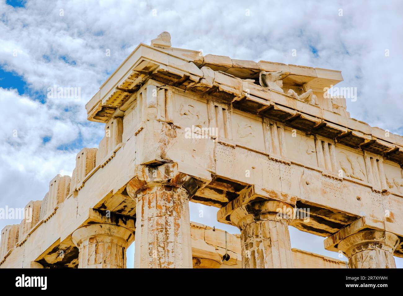 Ancient temple Parthenon in Acropolis Athens Greece, facade Stock Photo ...