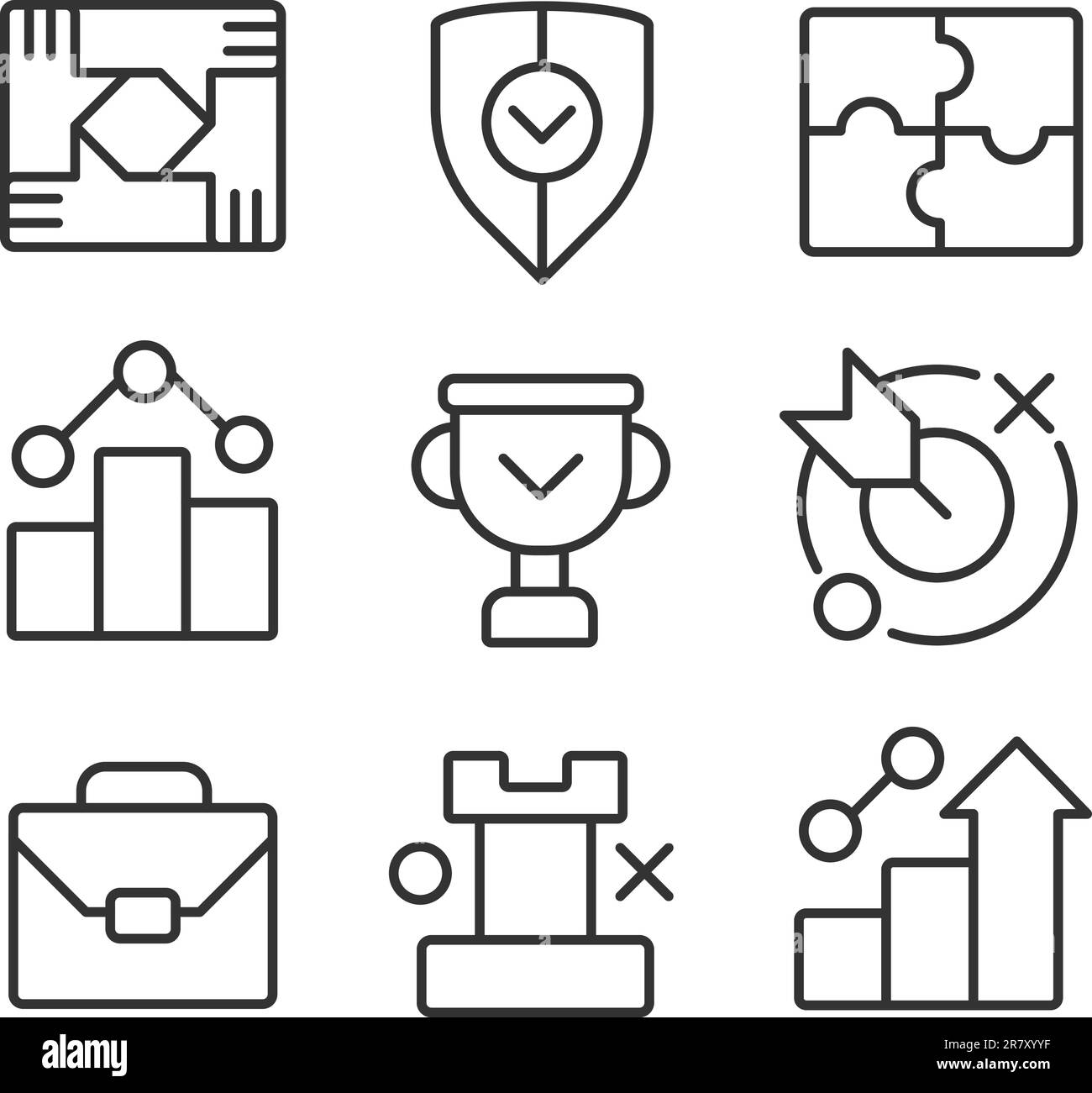Business development and cooperation pixel perfect linear icons set ...
