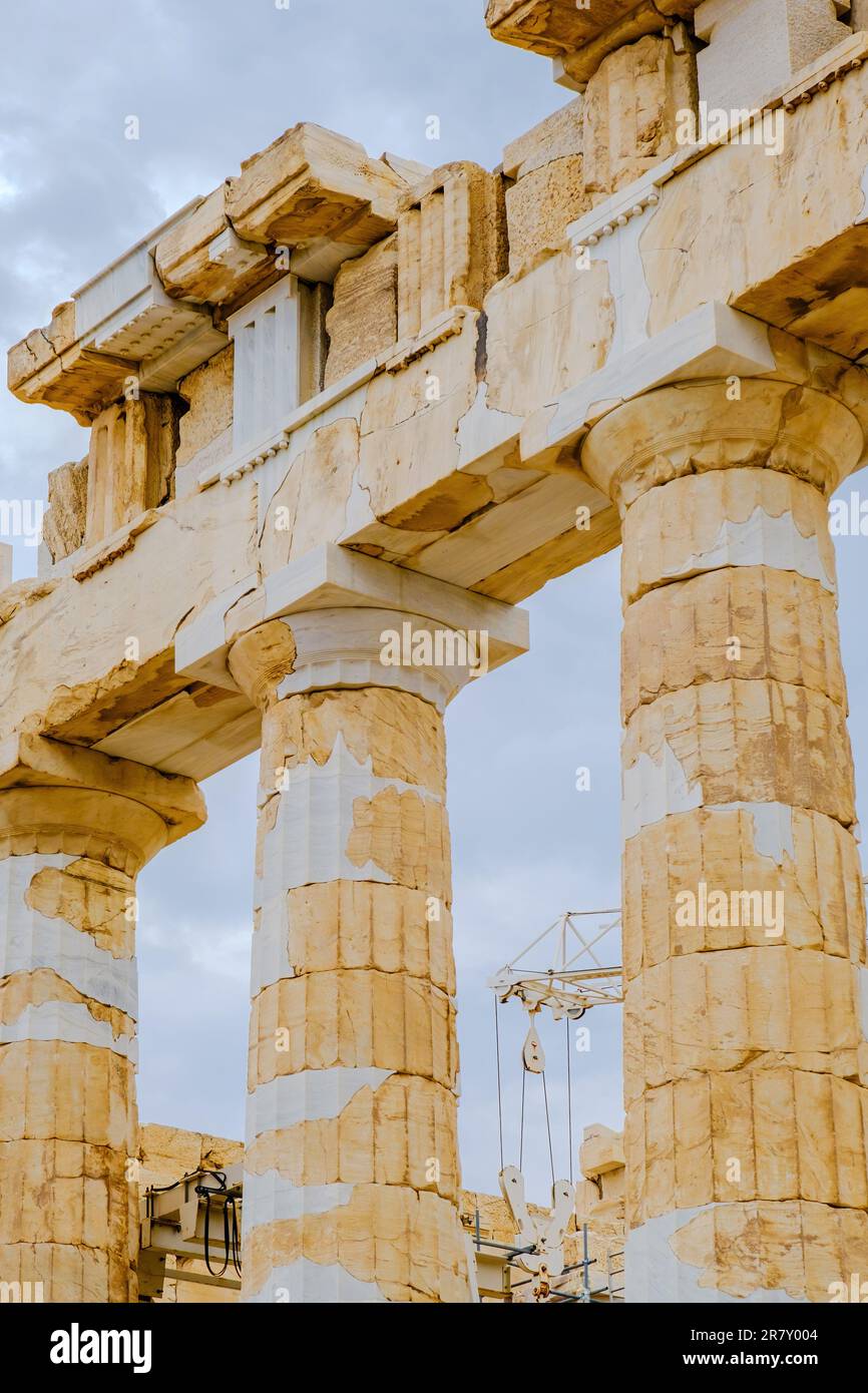 Ancient temple Parthenon in Acropolis Athens Greece, facade Stock Photo ...