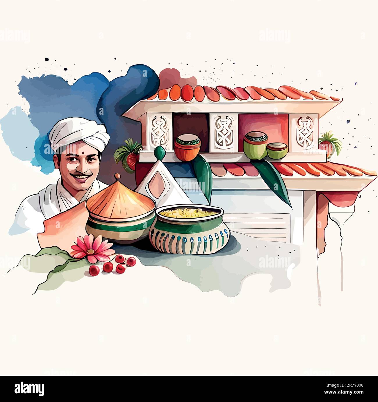 Happy Ugadi card with text in white frame on color background, vector ...