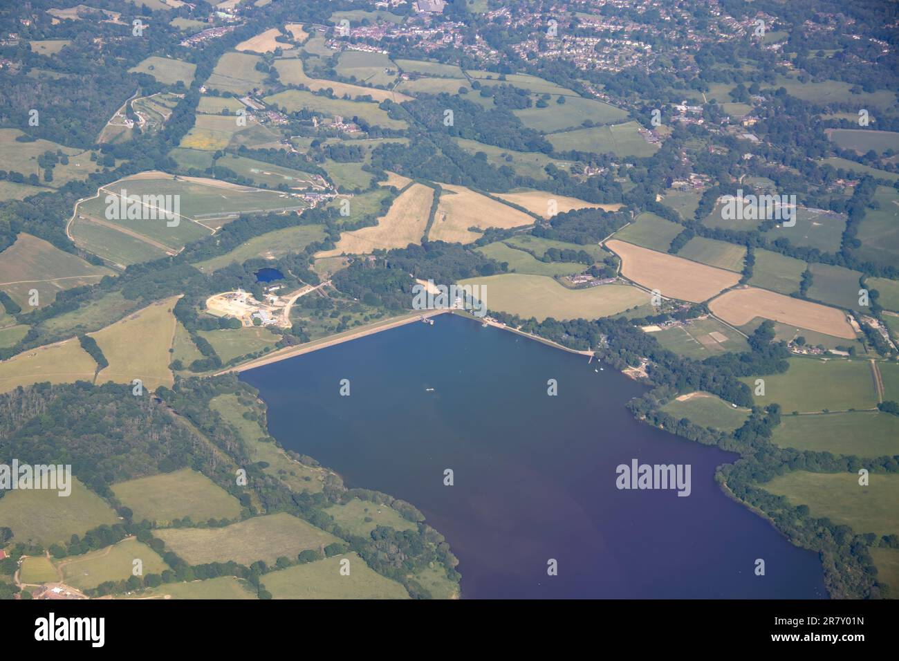 An aerial view of Weir Wood Reservoir in East Sussex, UK Stock Photo ...