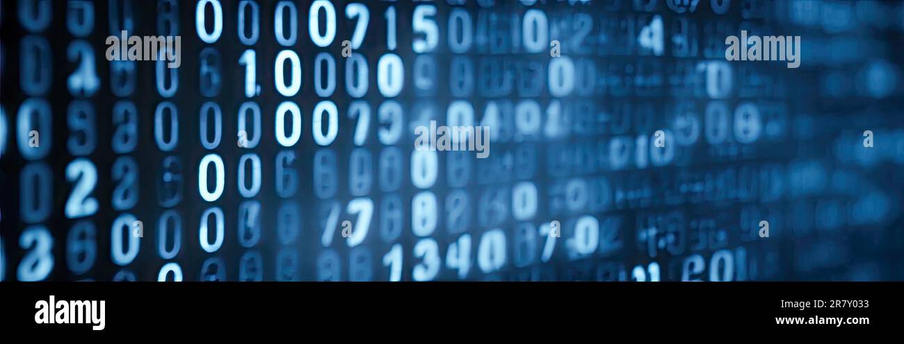Blue Digital Binary Data Code On Screen Abstract Tech Binary Code Background In Color Blue