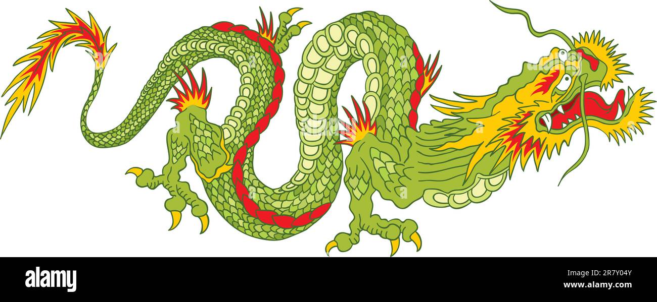 Illustration of green dragon in the Asian style Stock Vector Image ...