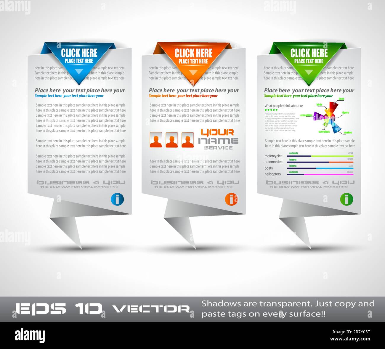 Origami style vertical Banner. All shadows are transparent, ready to ...