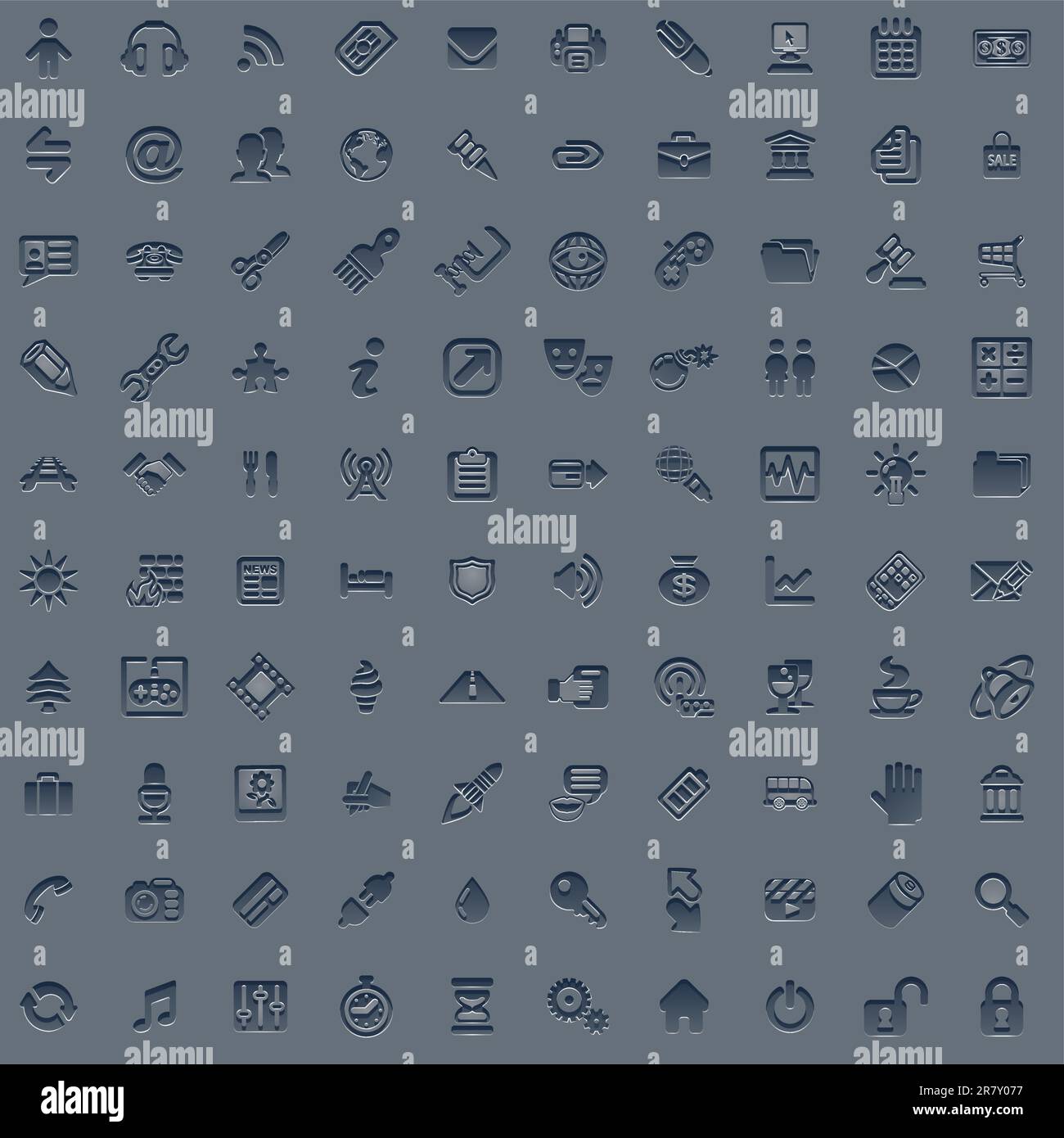 A set of 100 embossed style web icons for all your internet, interface ...
