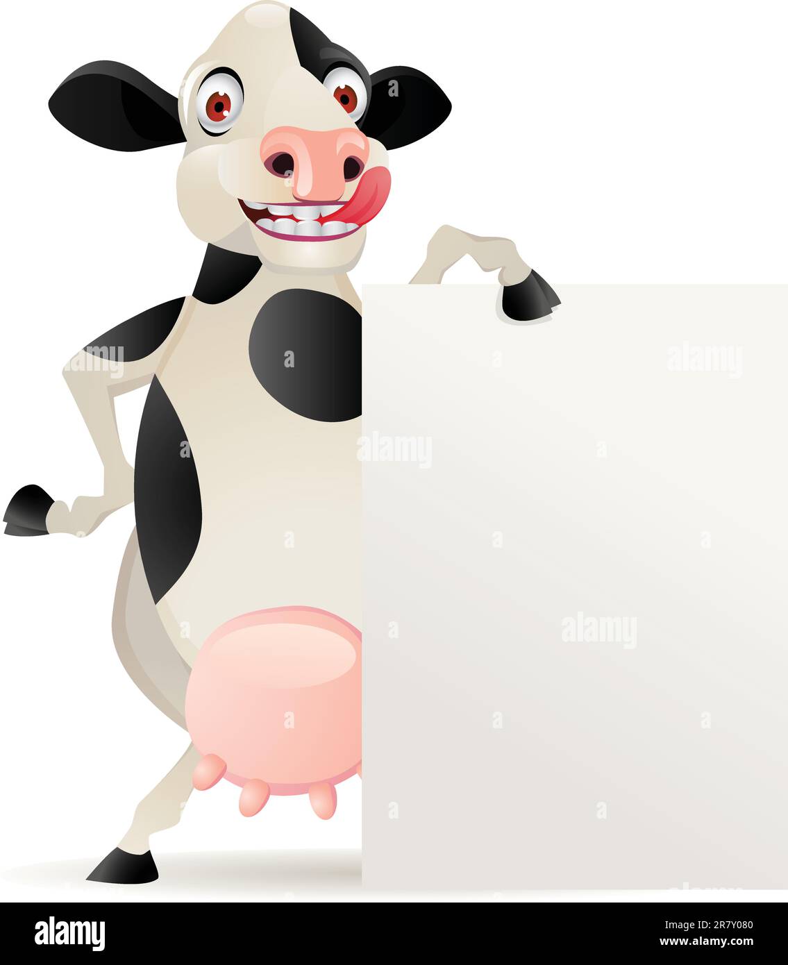 Vector Illustration Funny cow cartoon with blank sign Stock Vector ...