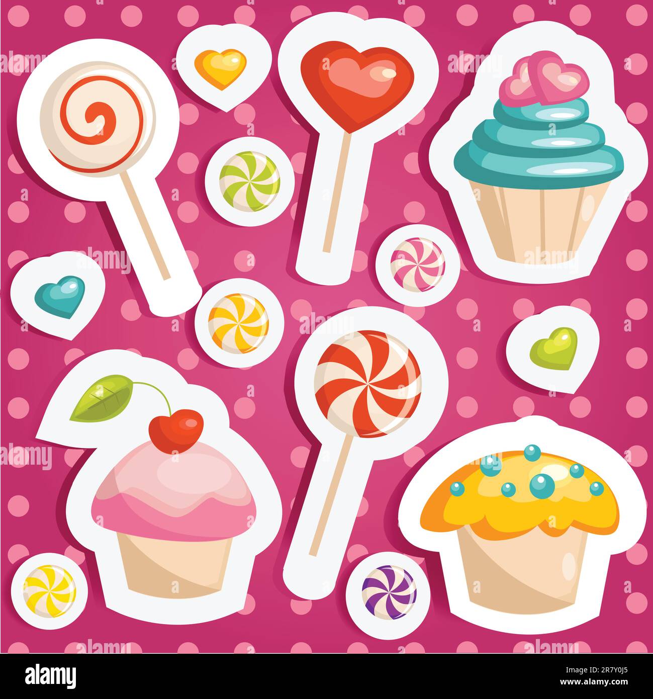Cute candy stickers, vector illustration Stock Vector Image & Art - Alamy