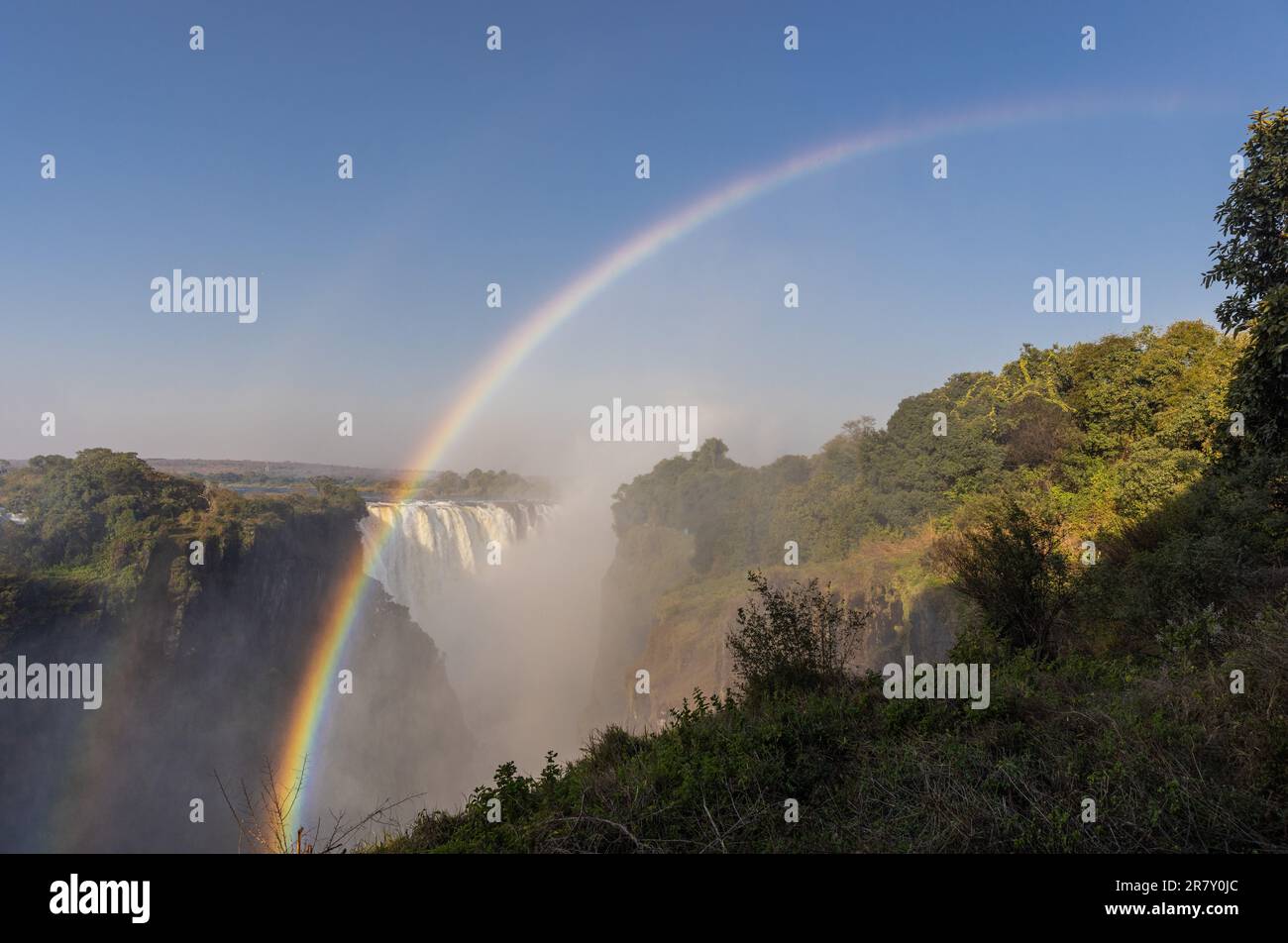 Rainbow over Victoria Falls in the Republic of Zimbabwe Stock Photo - Alamy