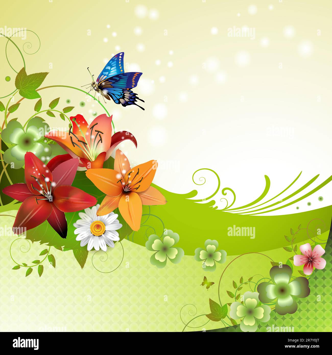 Springtime background with flowers and butterflies Stock Vector Image ...