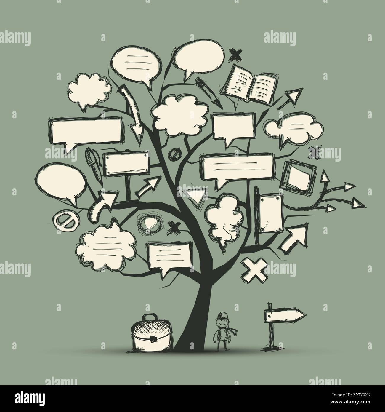 Sketch of tree with arrows and frames for your design Stock Vector ...