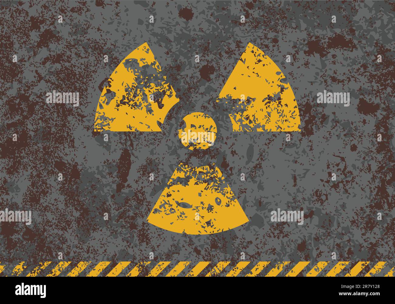 Vector grunge illustration of radiation sign on textured background ...