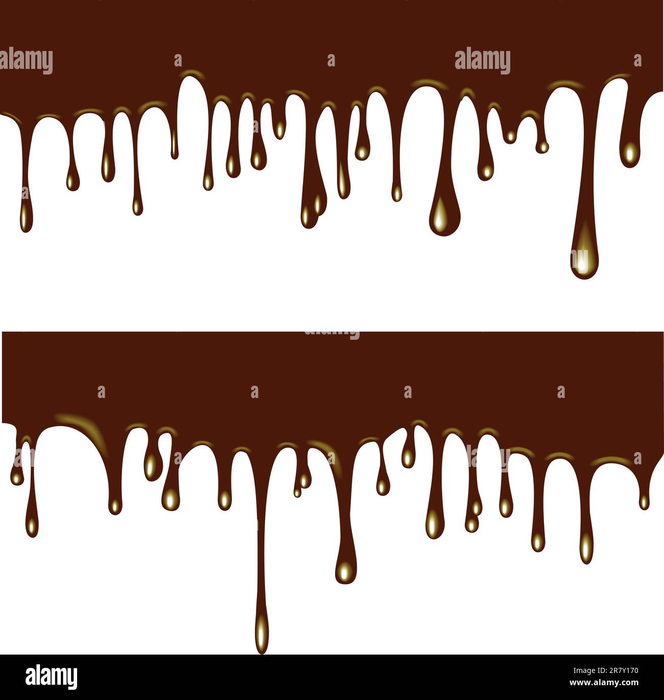 illustration of flowing chocolate drops on white background Stock ...