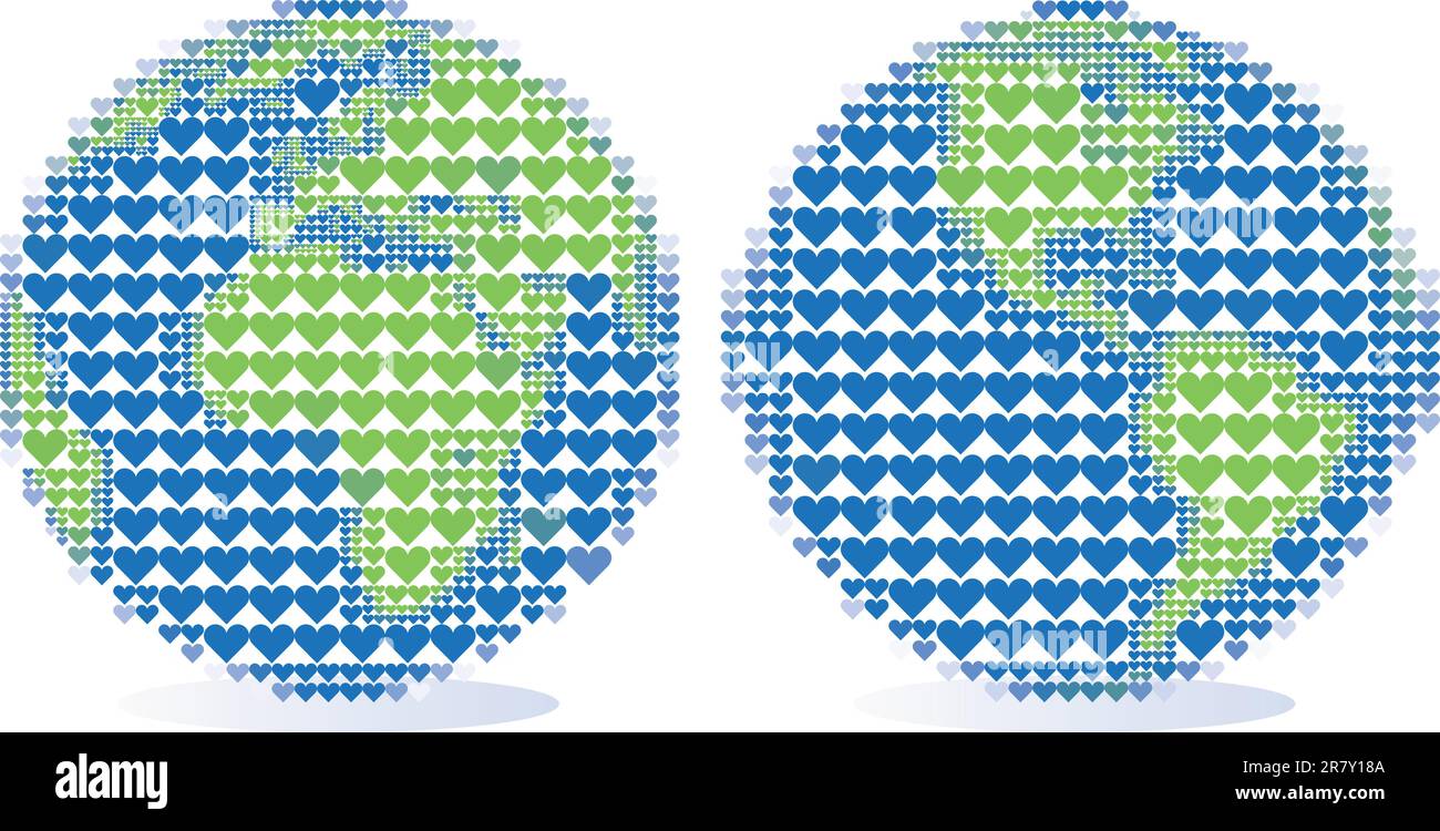 earth globe with heart halftone pattern, vector background Stock Vector ...