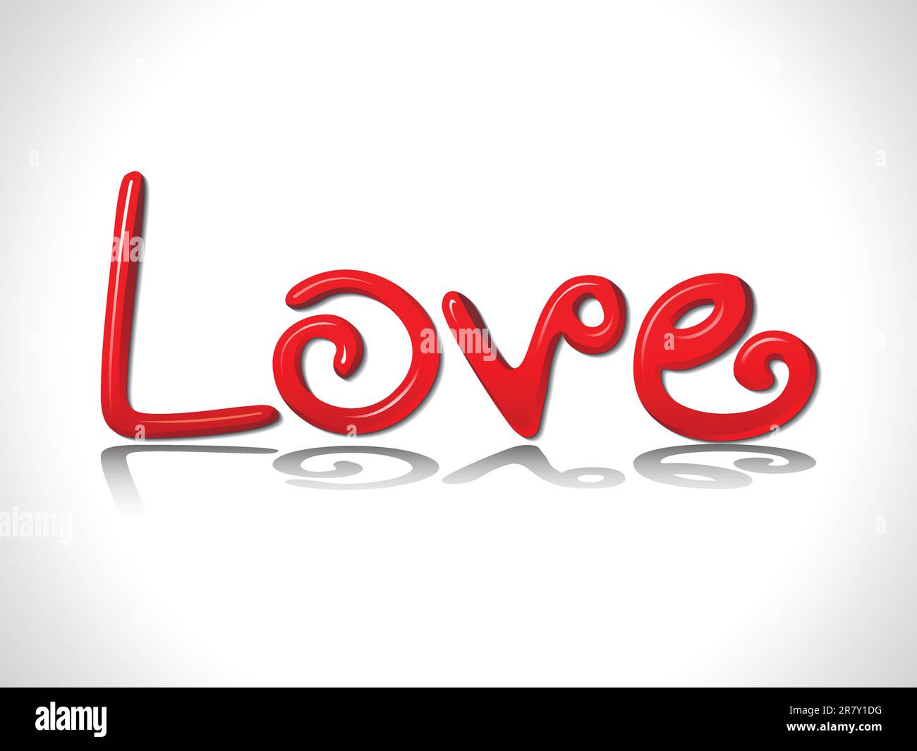 abstract glossy red 3d love text vector illustration Stock Vector Image ...