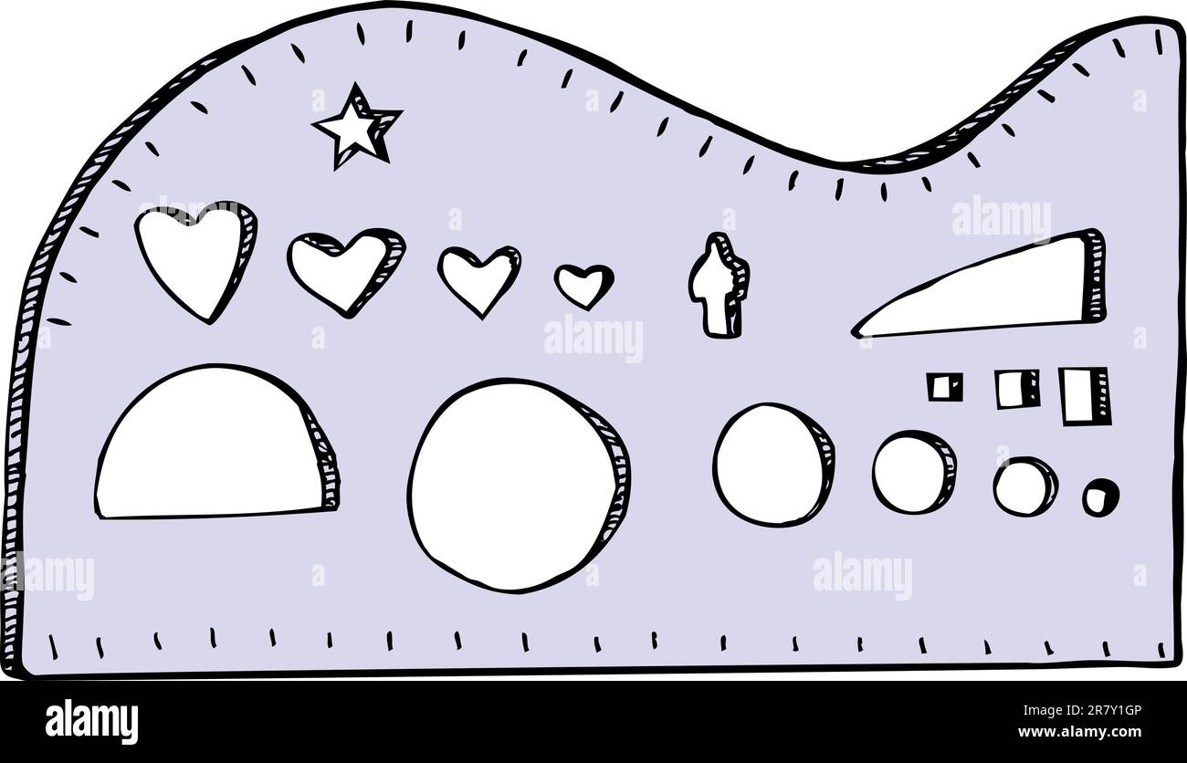 Generic plastic stencil piece with various shapes over white Stock ...