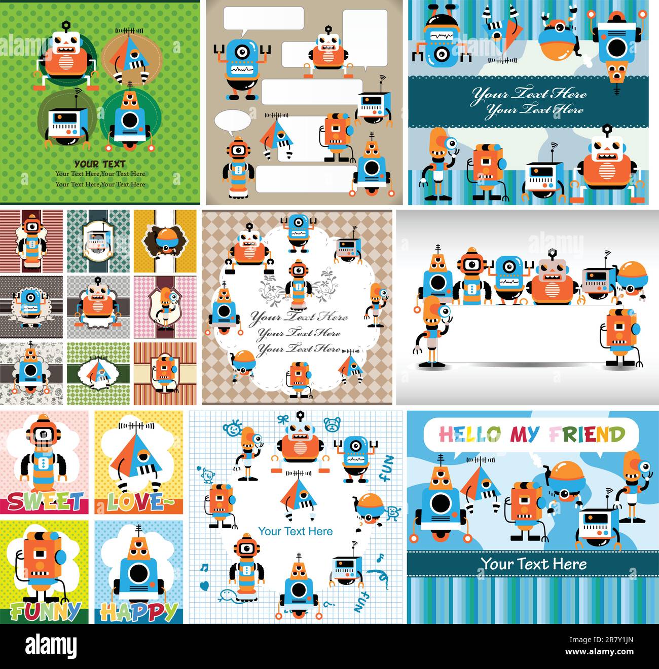 cartoon robot card Stock Vector Image & Art - Alamy