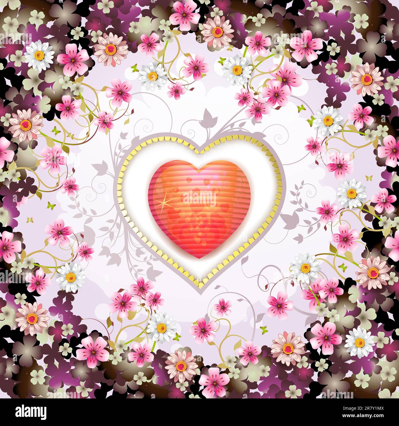 Valentine's day card with flowers Stock Vector Image & Art - Alamy