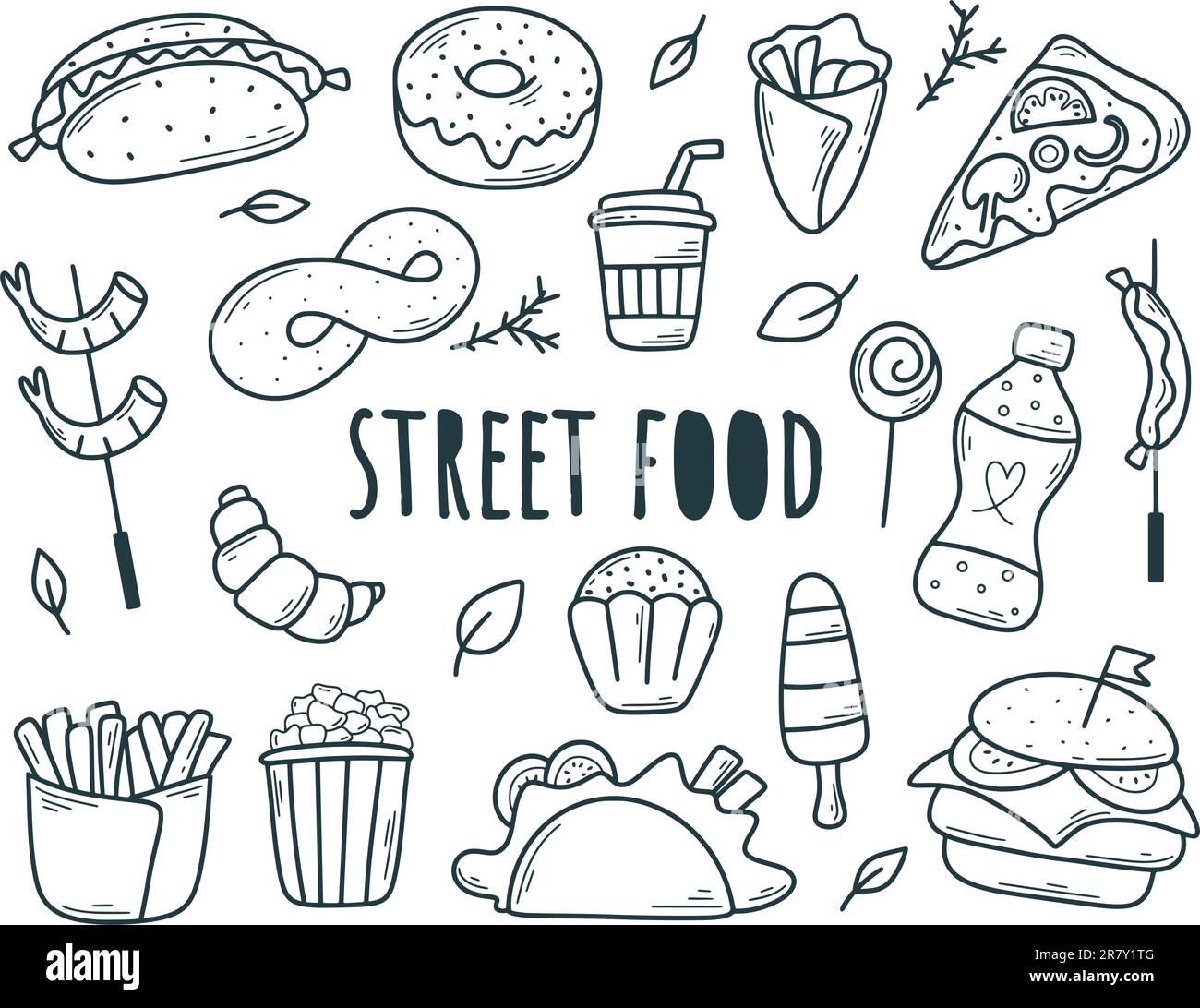 Hand drawn street food set Stock Vector Image & Art - Alamy