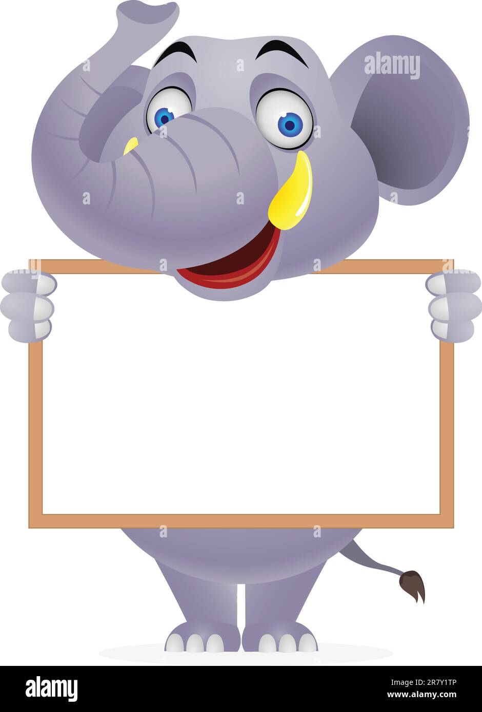 Vector Illustration Of Elephant Cartoon With Blank Sign Stock Vector ...