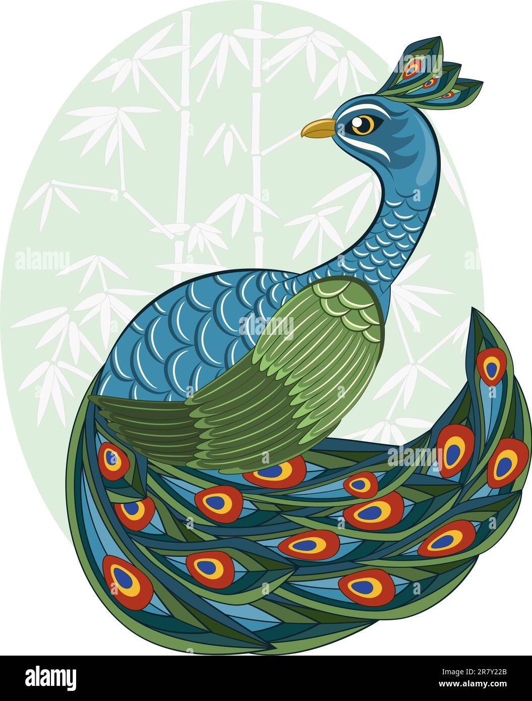 vector chinese style peacock on bamboo background Stock Vector Image ...