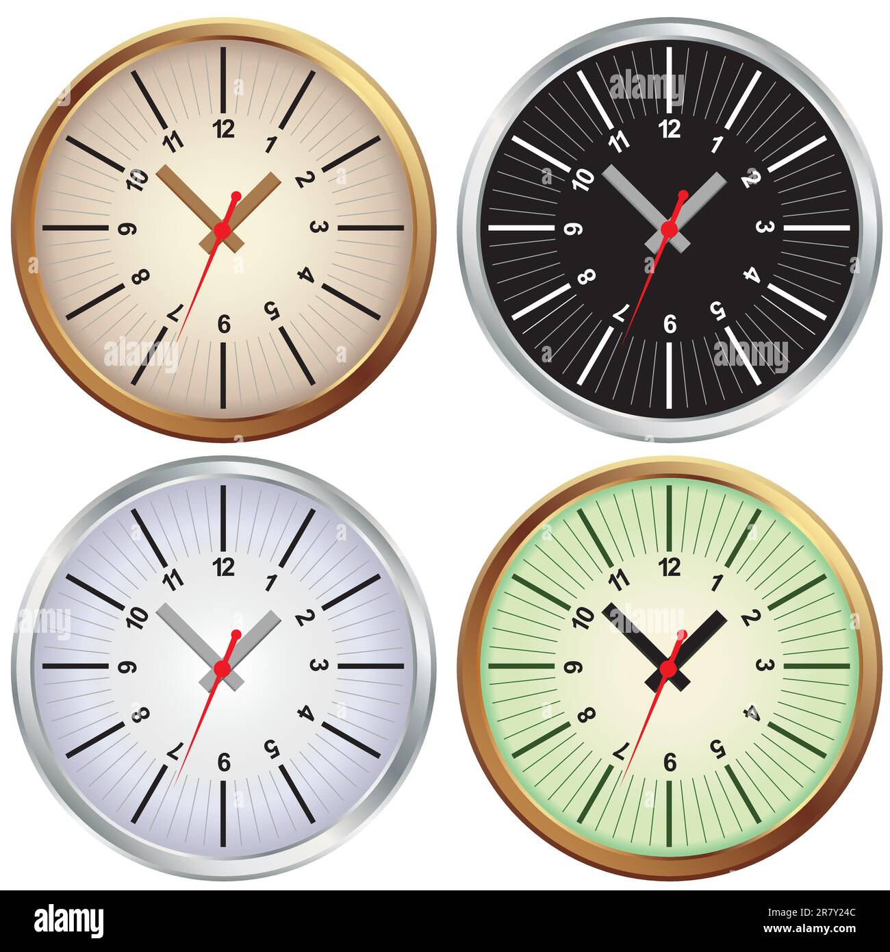 Set of metal clock. Vector office time illustration. Element for design ...