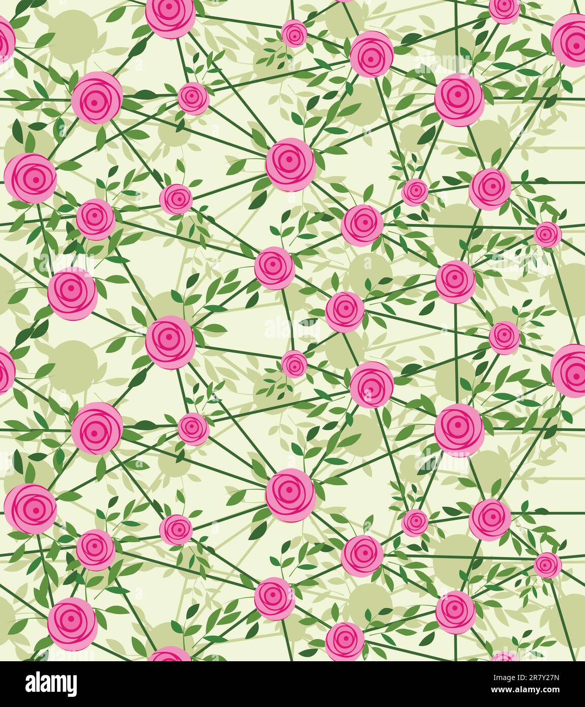 Seamless net flower background with rose and leaves, element for design ...