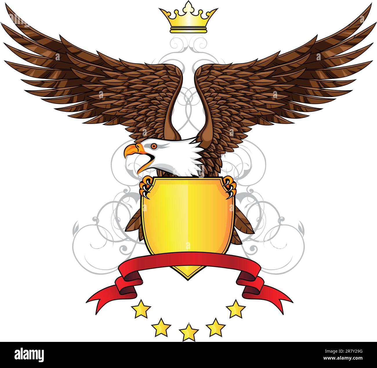 Vector Illustration Of Eagle with emblem and shield Stock Vector Image ...