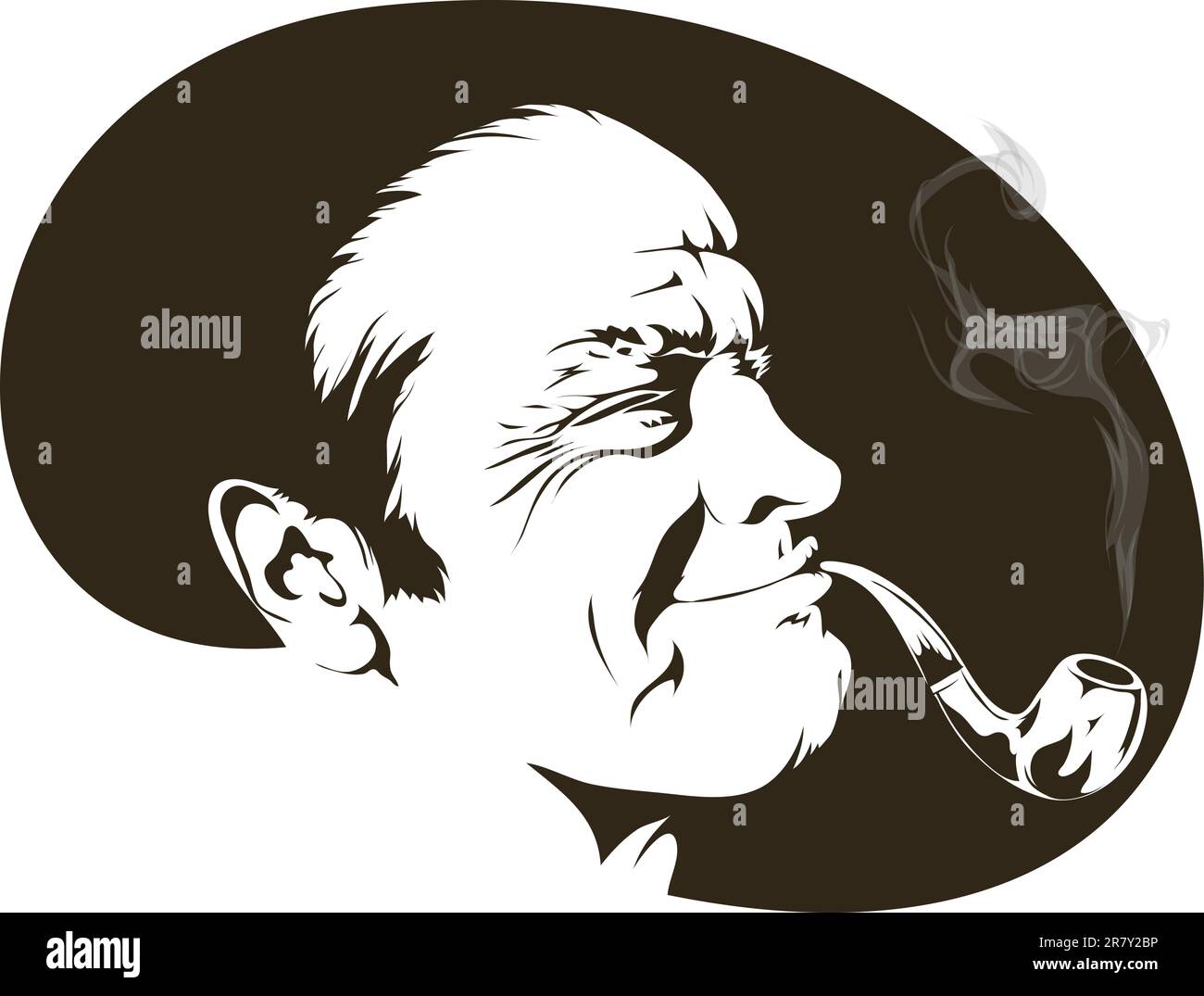 Isolated on white background with a cigarette smoker. Bicolor vector ...