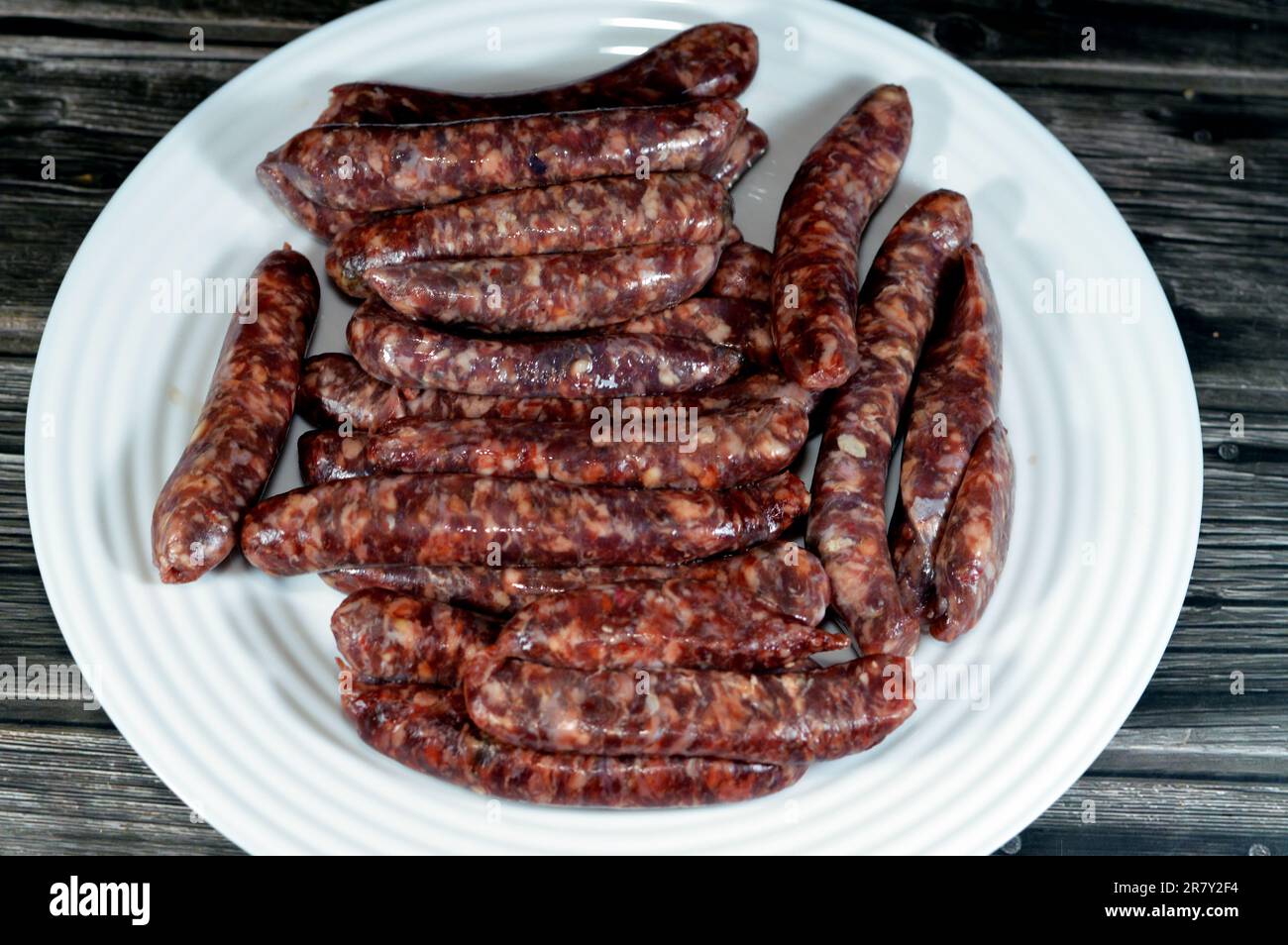 Middle Eastern raw fresh beef sausage, Egyptian sausages. it is a dry ...
