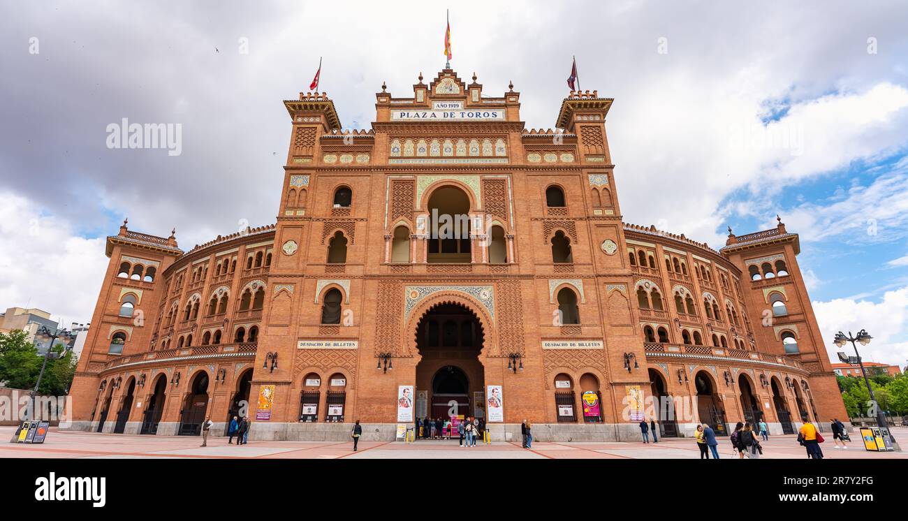 Madrid, Spain, Jun 6, 2023: Main facade of the largest bullring in the ...