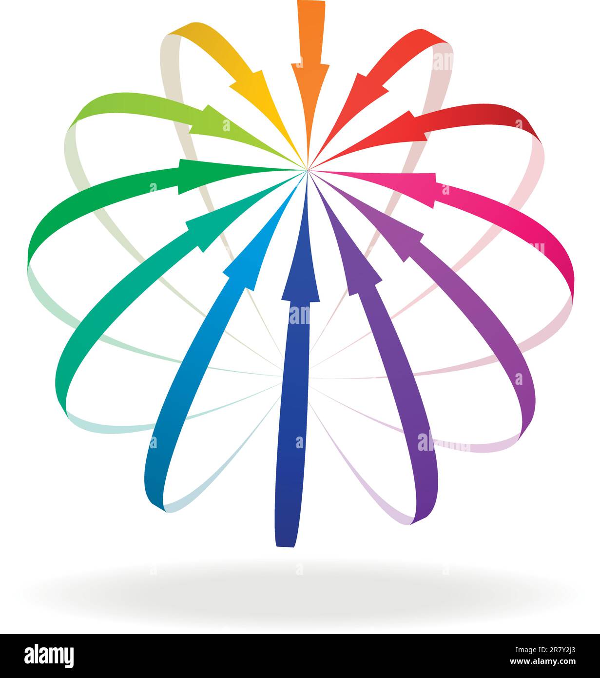 illustration of colorful arrows pointing to one target Stock Vector ...