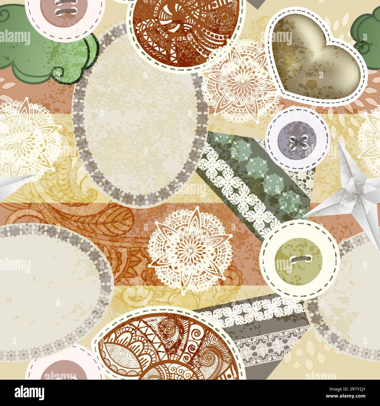 vector seamless vintage scrap template design, clipping masks, elements ...