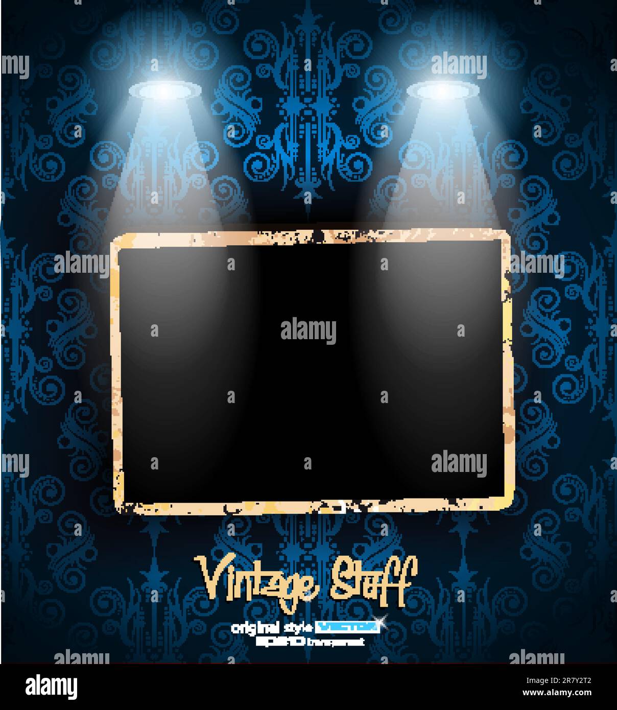 Antique distressed photoframes with old dirty look on a vintage ...