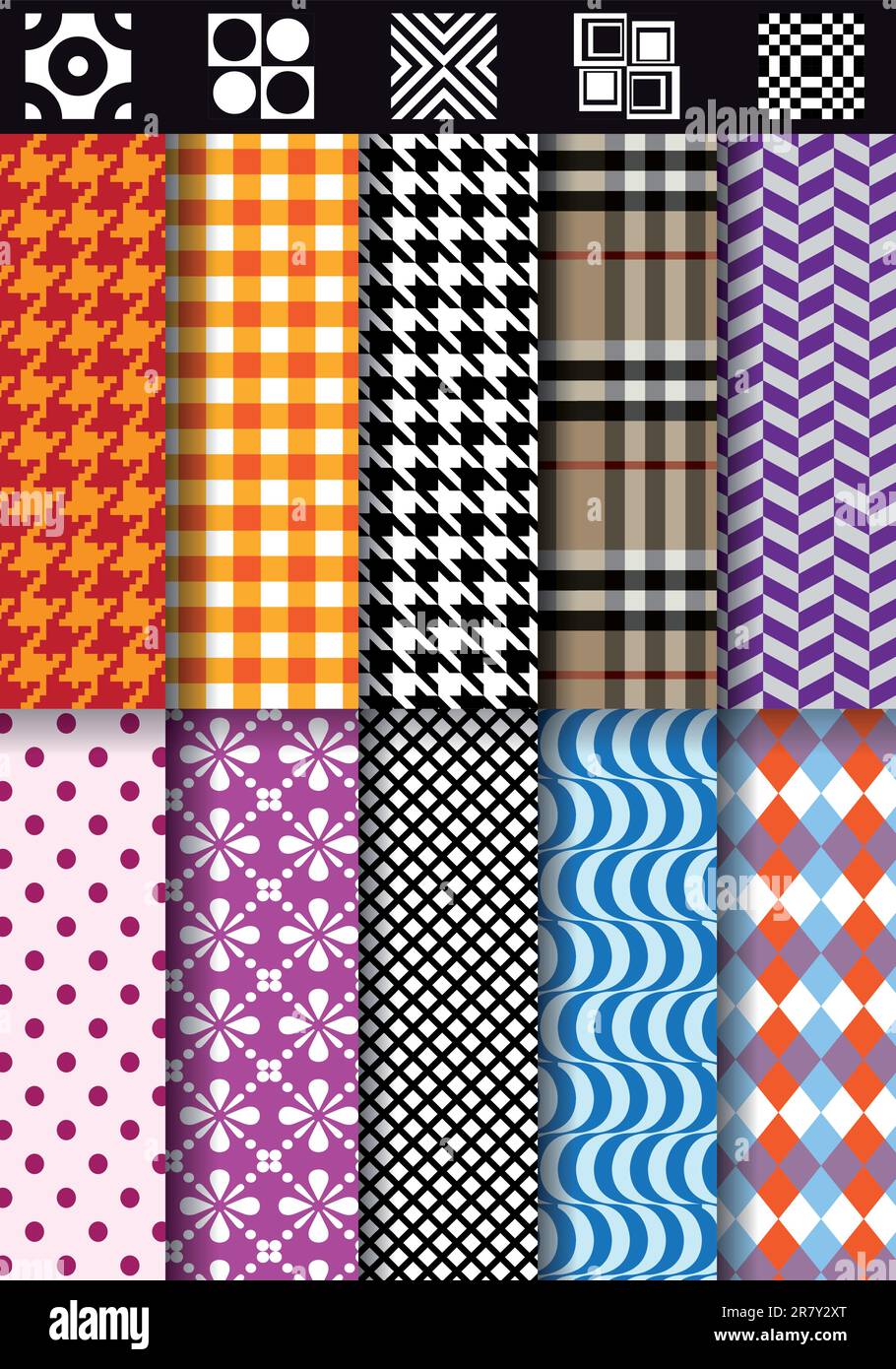 seamless fashion fabric patterns, vector set Stock Vector Image & Art ...
