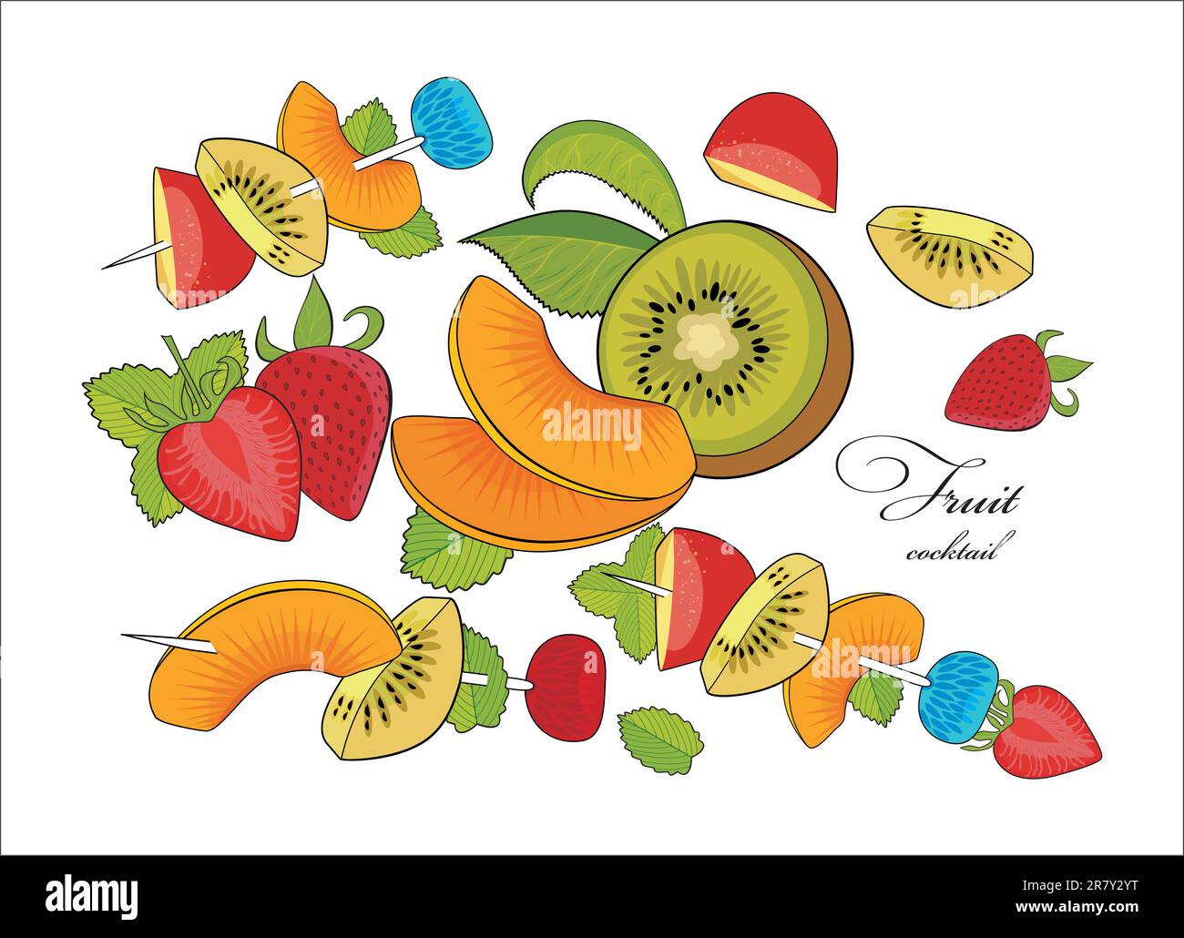 vector drawing of the fruit salad or fruit dessert Stock Vector Image ...