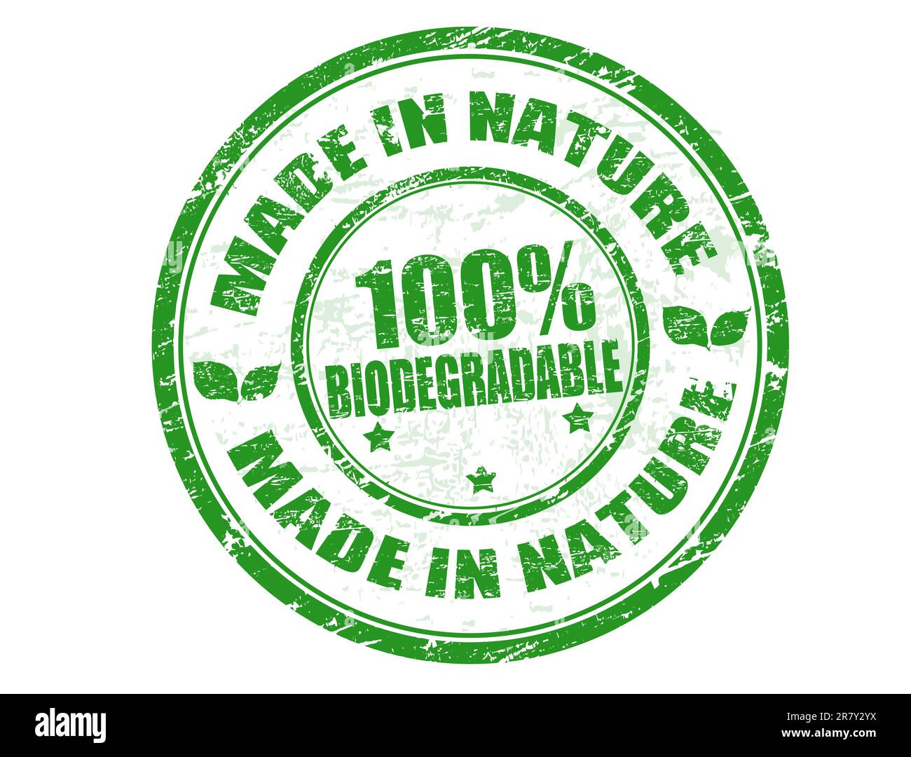 Green grunge rubber stamp with the text Made in Nature - 100% ...