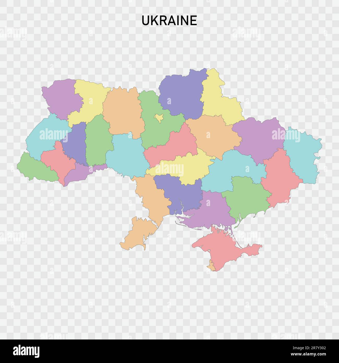 Isolated colored map of Ukraine with borders of the regions Stock ...