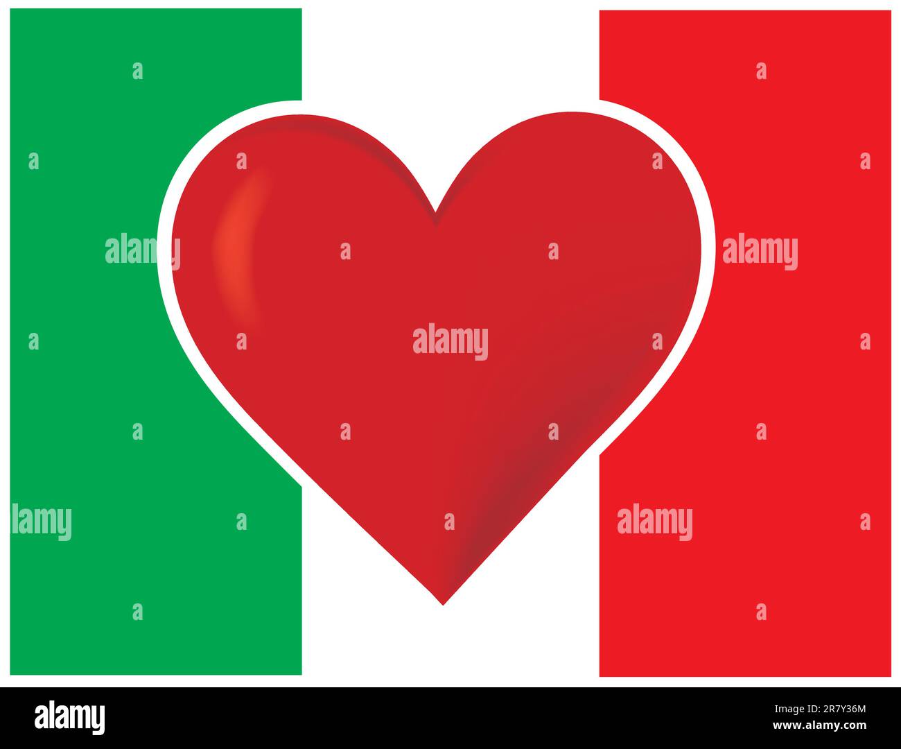 An image of the Italian flag, with a big red heart at the centre Stock ...