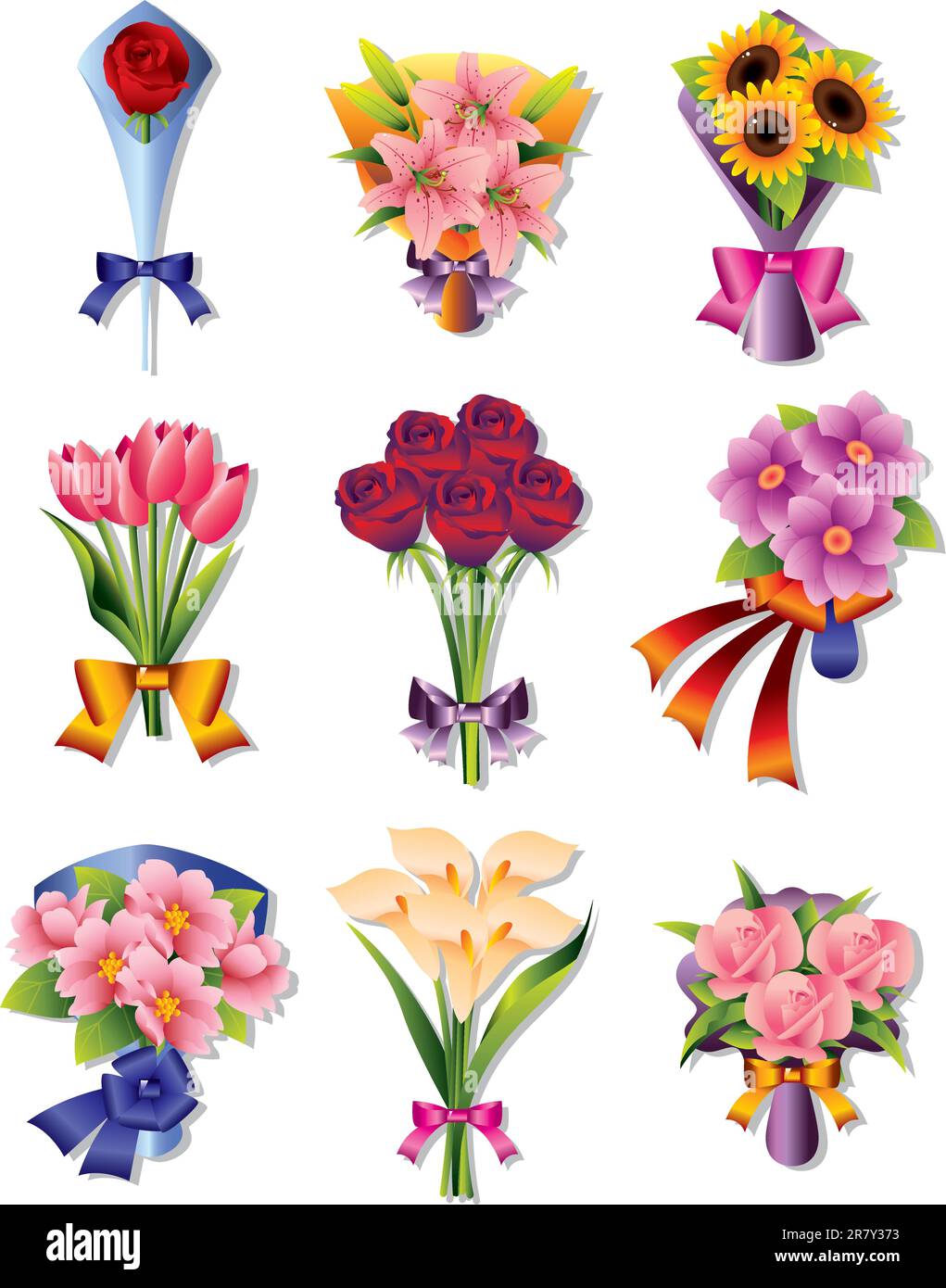flower bouquet icons Stock Vector Image & Art - Alamy