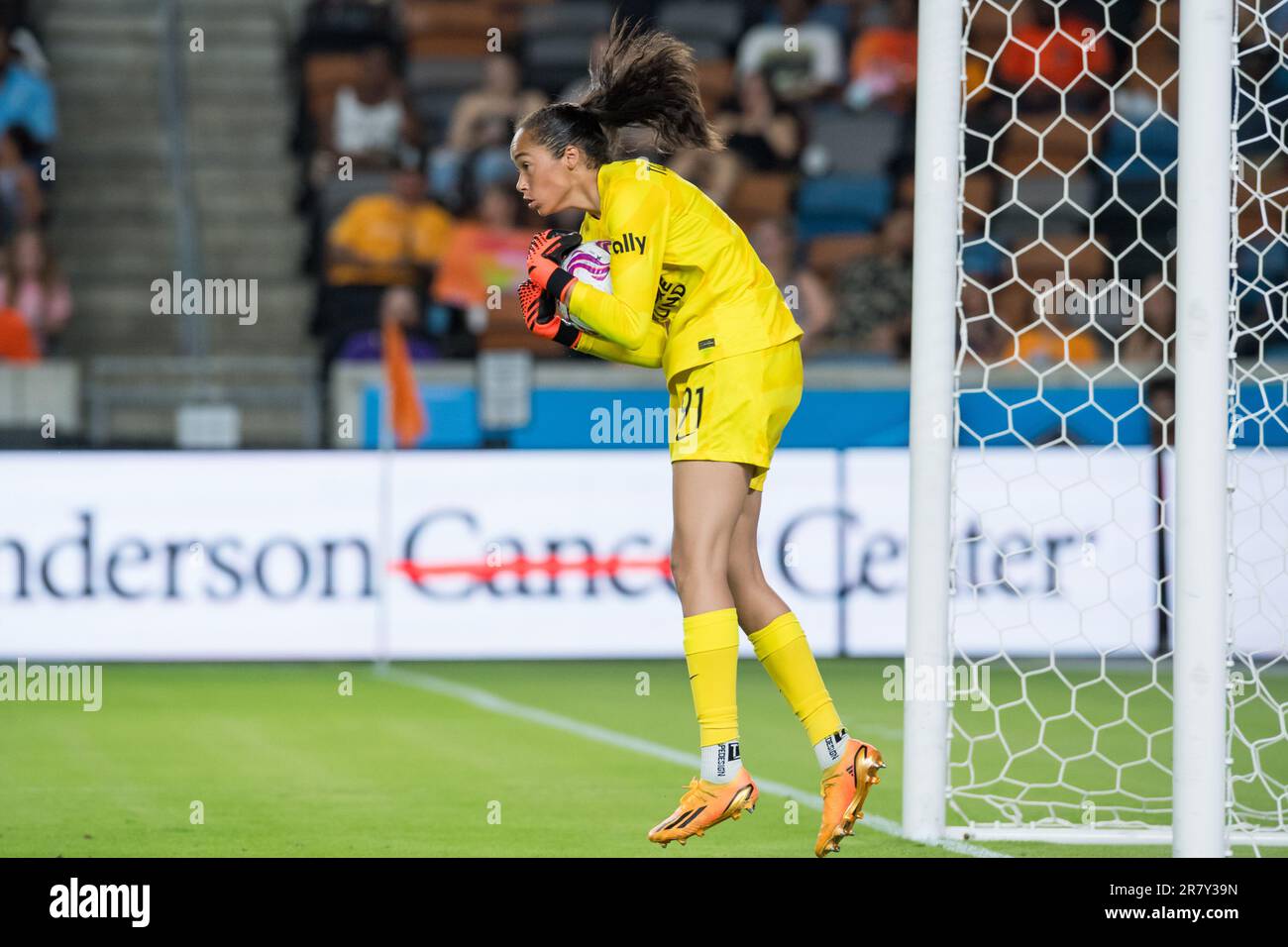 Houston, TX, USA. 17th June, 2023. OL Reign goalkeeper Phallon Tullis ...