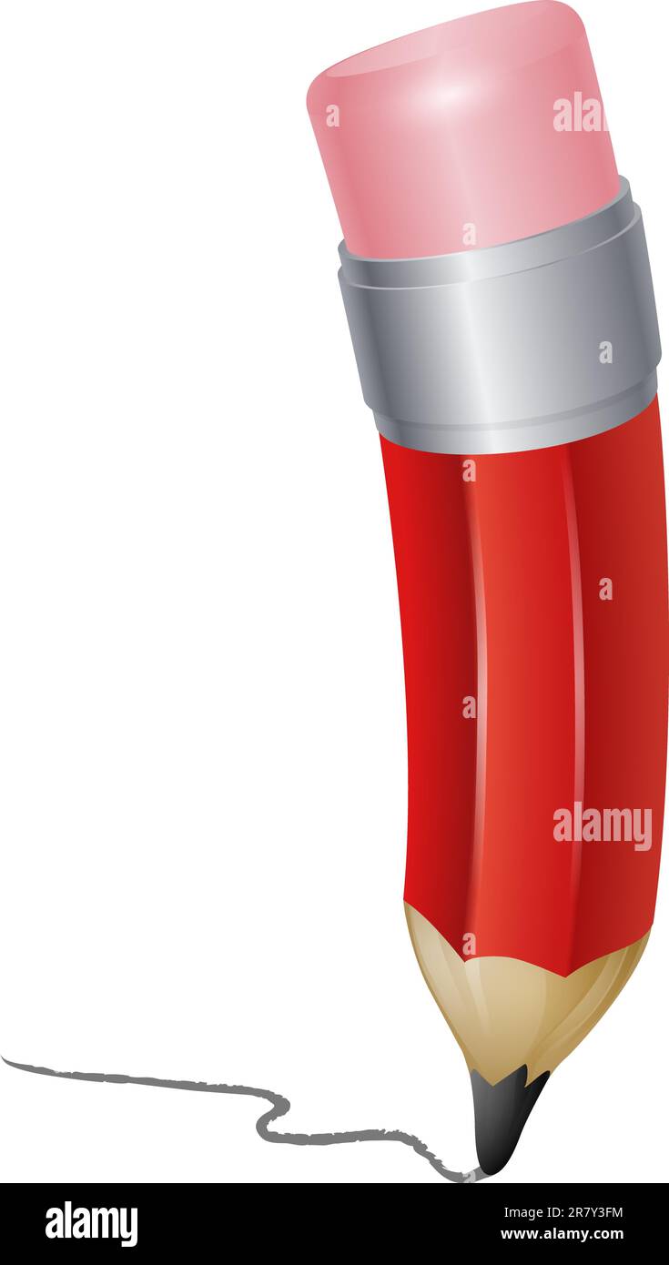 Illustration of a red cartoon pencil writing Stock Vector Image & Art ...
