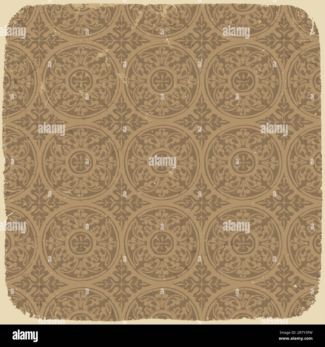 Aged vintage background with ancient seamless pattern. Vector ...