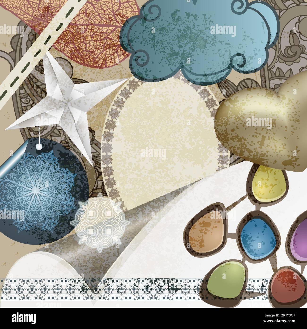 vector vintage scrap template design, clipping mask, elements can be ...