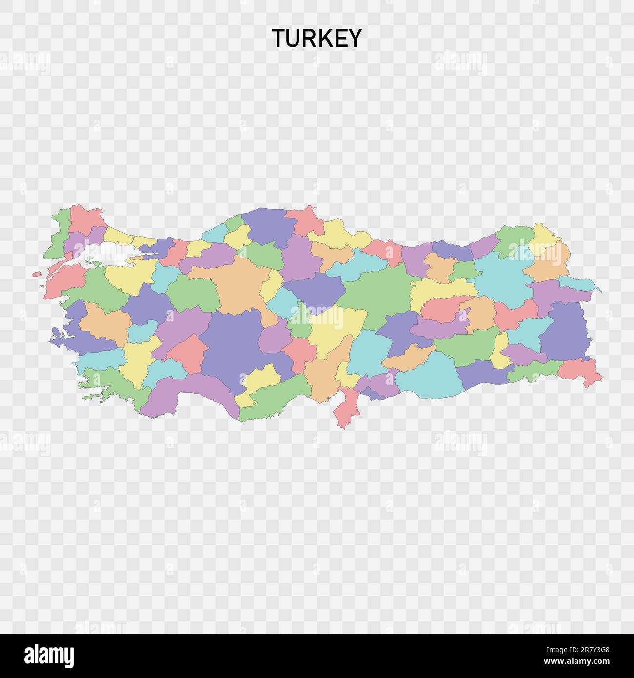Isolated colored map of Turkey with borders of the regions Stock Vector ...